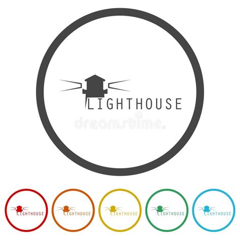 Lighthouse Icon Set Icons In Color Circle Buttons Stock Vector