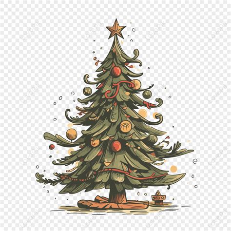 빈티지 크리스마스 트리만화상표클립 아트 Png 일러스트 무료 다운로드 Lovepik