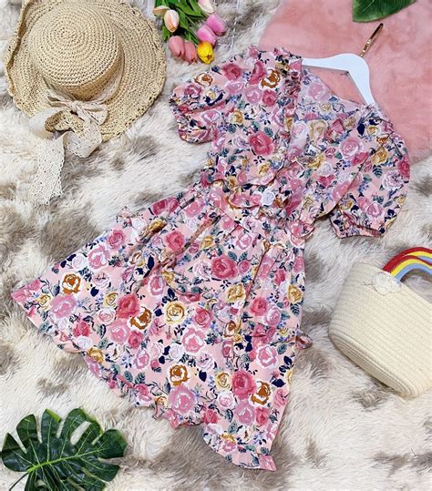 เดรส ผ้าไหมอิตาลี ลายดอก อก เอวยืดหลัง แขนดึงยางกระดิ่ง ยาว 42 อก 28 38 เอว 26 36 สพ ฟรี