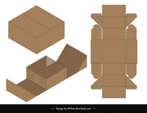 Box Packaging Template Flat Die Cut 3d Sample Outline Symmetric Design Vectors Images Graphic
