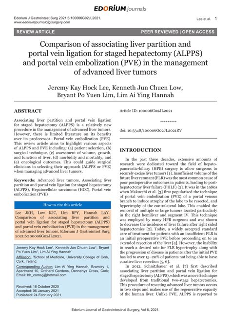 Pdf Comparison Of Associating Liver Partition And Portal Vein Ligation For Staged Hepatectomy