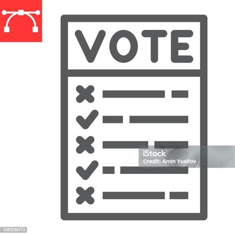 투표용지 용지 선 아이콘 선거 및 체크리스트 투표 용지 사인 벡터 그래픽 편집 가능한 스트로크 선형 아이콘 Eps 10 검사 보기에 대한 스톡 벡터 아트 및 기타 이미지