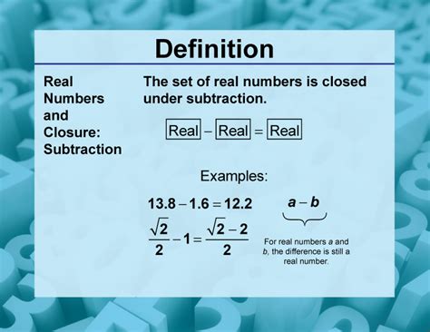 Definition Closure Property Topics Real Numbers And Closure Subtraction Media4math