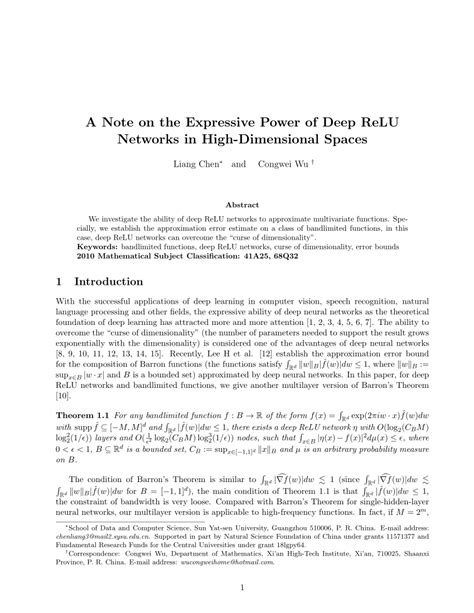 Pdf A Note On The Expressive Power Of Deep Relu Networks In High