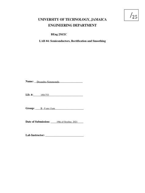Lab 4 Semiconductor Rectification And Smoothing Pdf Rectifier Diode