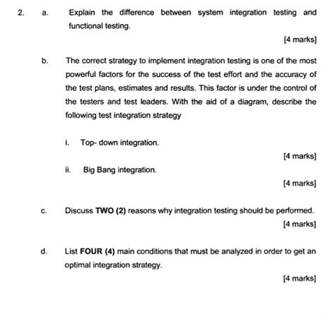 Solved A Explain The Difference Between System Integration Testing