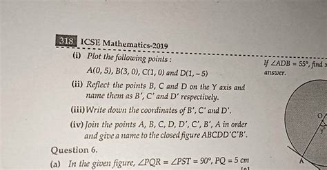 31 Icse Mathematics 2019i Plot The Following Pointsa05b30c