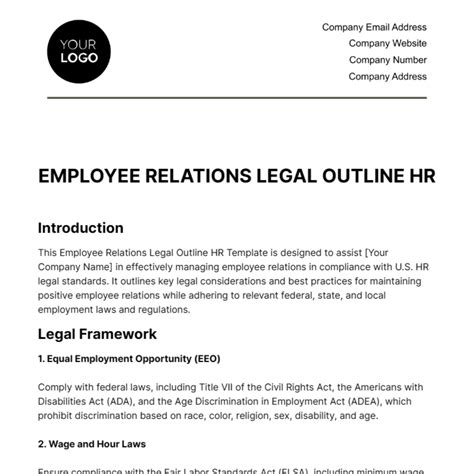 Employee Relations Legal Outline Hr Template Edit Online And Download