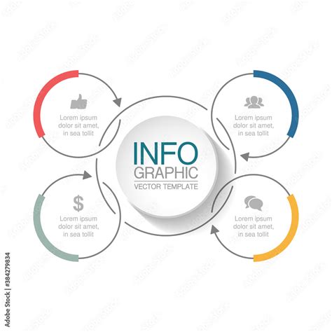 Vector Infographic Template Circle With 4 Steps Or Options Data