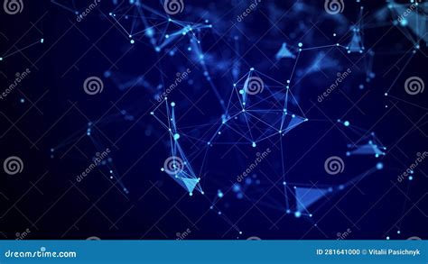 Futuristic Geometric Flow With Connecting Points And Lines Abstract Blue Digital Background