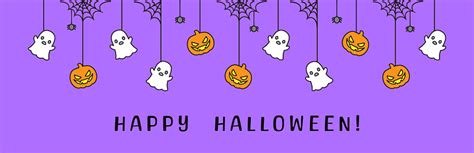 해피 할로윈 배너 또는 유령과 잭 오 랜턴 호박과 테두리 으스스한 장식품 장식 벡터 그림 트릭 또는 치료 파티 초대장 10월에 대한 스톡 벡터 아트 및 기타 이미지 Istock