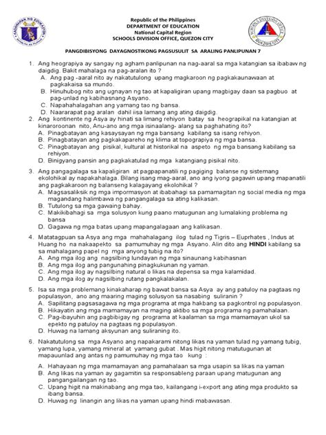 Ap 7 Diagnostic Test With Answer Key Pdf