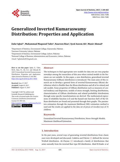 Pdf Generalized Inverted Kumaraswamy Distribution Properties And Application