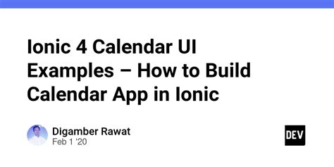 Ionic 4 Calendar Ui Examples How To Build Calendar App In Ionic Dev