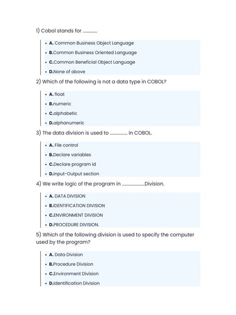 Cobol Quiz 02 Pdf