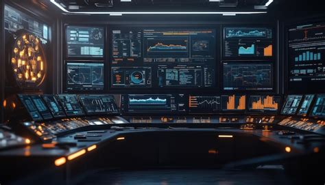 Futuristic Control Room Filled With Monitors Displaying Data Analytics And Visualizations