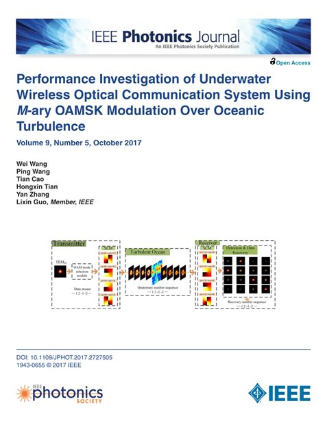 Pdf Performance Investigation Of Underwater Wireless Optical Communication System Using M Ary