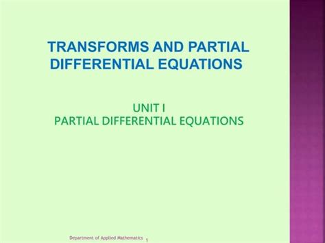 Partial Differential Equations Pptx Physics Science
