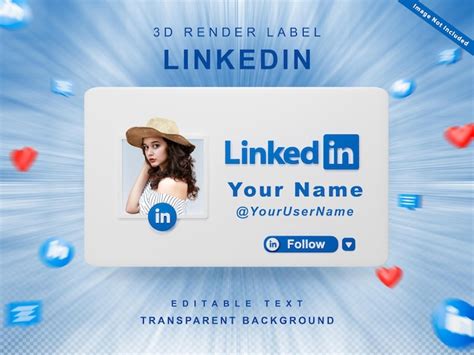 3d 렌더링 배너 아이콘 프로필 링크드인 팔로우 나 레이블 절연 프리미엄 Psd 파일