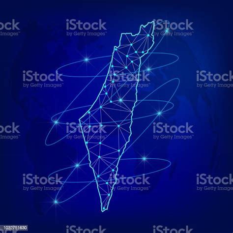 글로벌 물류 네트워크 개념입니다 통신 네트워크 지도 이스라엘 세계 배경입니다 다각형 스타일 노드와 이스라엘의 지도입니다 벡터
