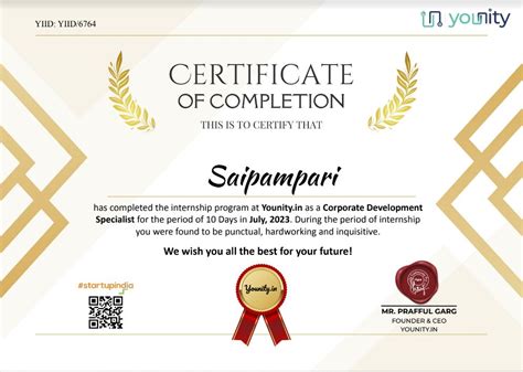 Sai Pampari On Linkedin I Have Successfully Completed My First Internship At