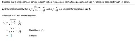 Solved Suppose That A Simple Random Sample Is Taken Without