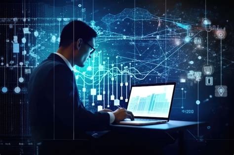 premium ai image programmer working at their computer surrounded by