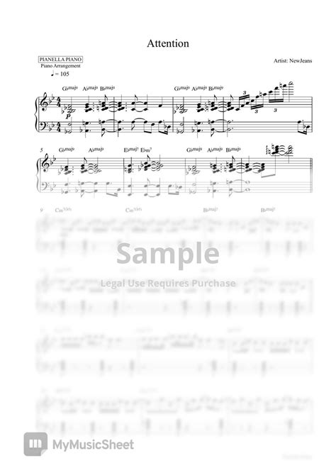 Newjeans Attention Piano Sheet Drum Backing Track 악보 By Pianella