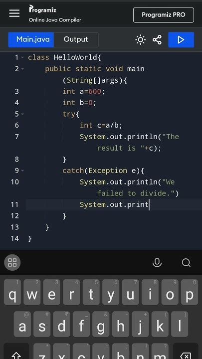 Try Catch In Java 😍😍😍code Java Code Youtube