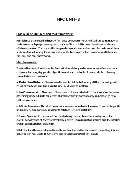unit 3 hpc hpc unit 3 parallel models ideal and real frameworks parallel models are used