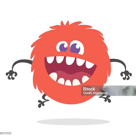 만화와 큰 입이 웃 고 행복 한 괴물입니다 벡터 그림의 빨간 괴물 캐릭터입니다 할로윈 디자인 공포 무서움에 대한 스톡 벡터 아트 및 기타 이미지 Istock