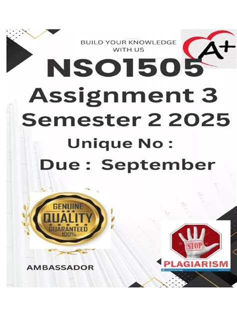 Nso1505 Assignment 3 Complete Answers Semester 2 2025 Due September