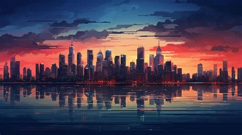 Premium Photo Illuminated City Skyline At Twilight No People