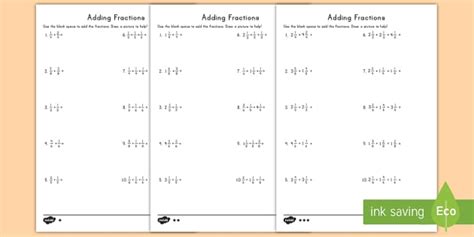 Adding Fractions With Like Denominators Differentiated