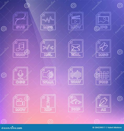 set line ai file document png msg mov xsl wav svg and eml icon