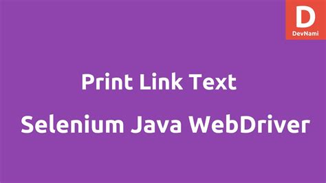 Print Link Names On Page Using Selenium Webdriver Youtube