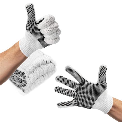 String Knit Gloves With Grip Dots 10 Pack Of 480 White Work Cotton