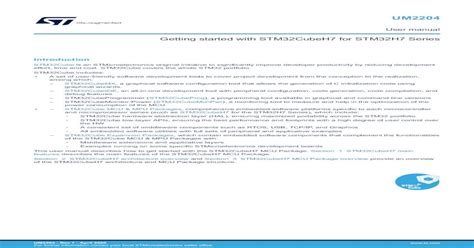 Pdf Getting Started With Stm32cubeh7 For Stm32h7 Series User · • A Set Of User Friendly