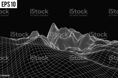 3d 공상 과학 복고풍 연결 배경 와이어프레임 지형 블록 체인 및 암호화 통화 기술 배경 디지털 환경 Hud 요소 빅 데이터와 인공 지능 3차원 형태에 대한 스톡 벡터 아트