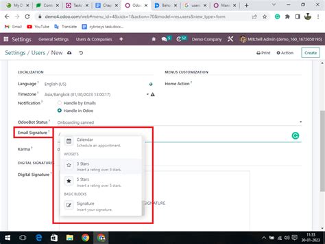 Preference Options Configuration Admin Settings Odoo