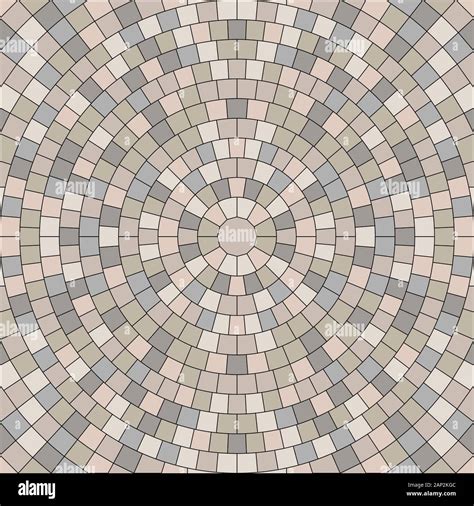 Seamless Texture Of Round Pavement Repeating Circle Pattern Of Radial Cobble Stone Background