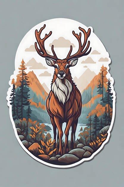 Premium Ai Image Wander Deer Flat Design Sticker Vector No Background