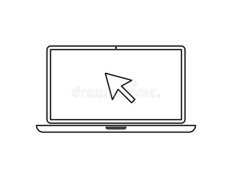 laptop with pointer or cursor icon isolated notebook screen template
