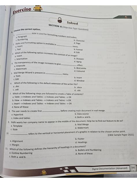 class 10 cycle test solved and unsolved section pdf