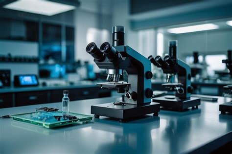University Nanotechnology Lab With Microscopes Premium Ai Generated Image