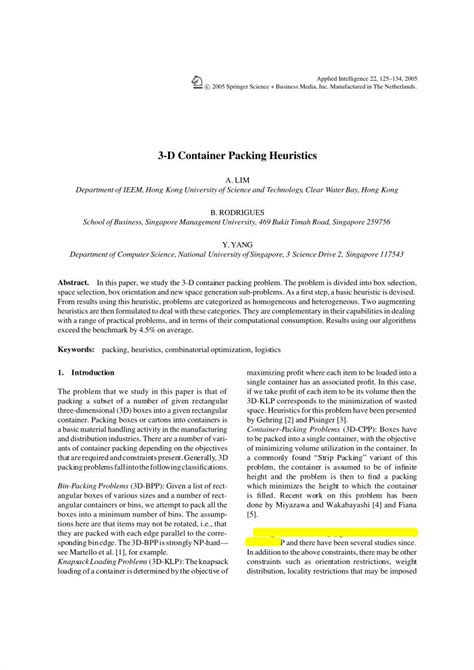 Pdf 3d Container Packing Heuristic Dokumentips