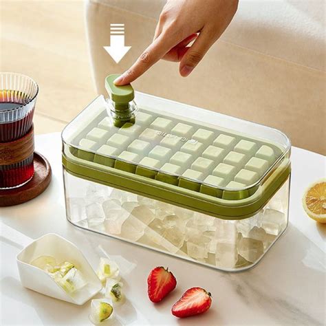 파란하늘무지개 Lovfir 원터치 얼음틀 아이스큐브 얼음트레이 소쿱세트 64구 위시버킷