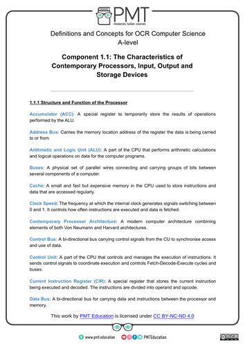 Ocr A Level Computer Science Definitions Teaching Resources