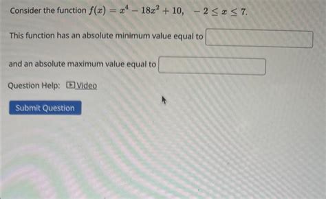 Solved This Function Has An Absolute Minimum Value Equal To