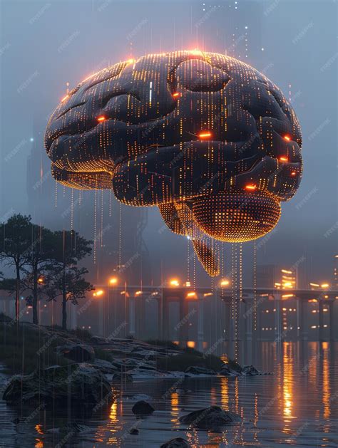 Premium Photo Digital Ai Brain Illuminated By Binary Codes Glow